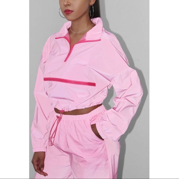Tops | Brand New Pink Flash Reflective Tracksuit Set | Poshmark